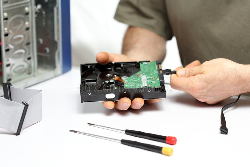 Worker repairs a computer stock photo. Image of engineer - 57259932