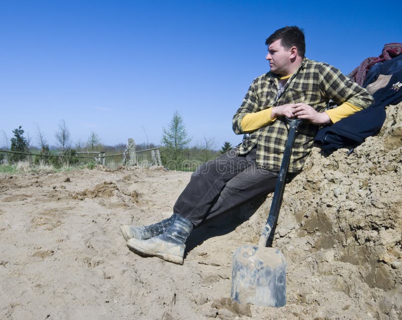 Worker Digging in the Ground Stock Image - Image of dirty, stuck: 5018557