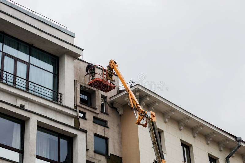 Worker are Restoring Facade of a Building Stock Image - Image of future ...
