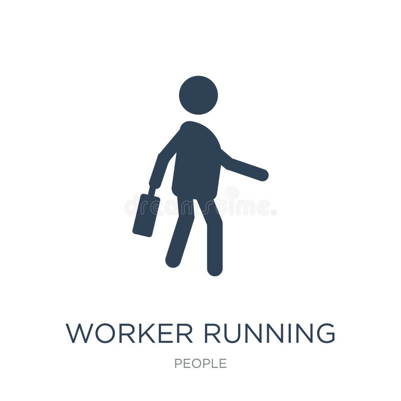 Worker Running Icon in Trendy Design Style. Worker Running Icon ...