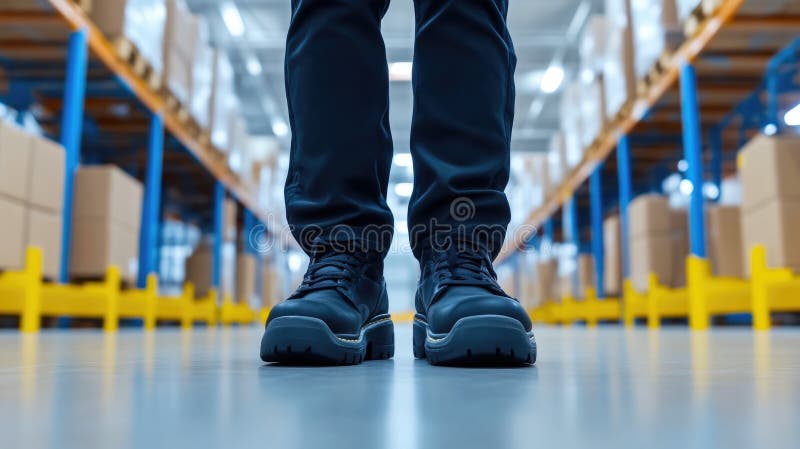 Worker S Boots in Industrial Warehouse Setting. Stock Illustration ...