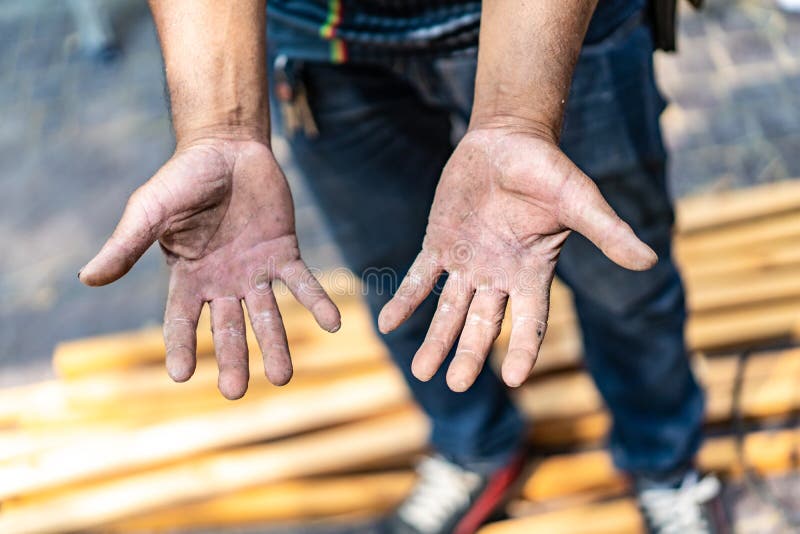 Worker`s Hand Very Hard Working in the Field of Construction Carpenter ...
