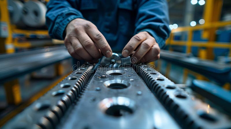 Worker's Hands Assembling Machinery Industrial Setting Stock Photos ...