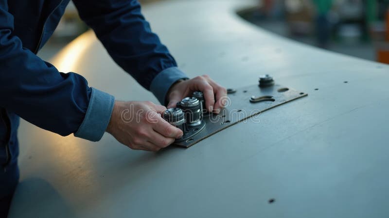 Worker Fine-Tuning Wind Turbine Blade Mold Under Soft Light ...
