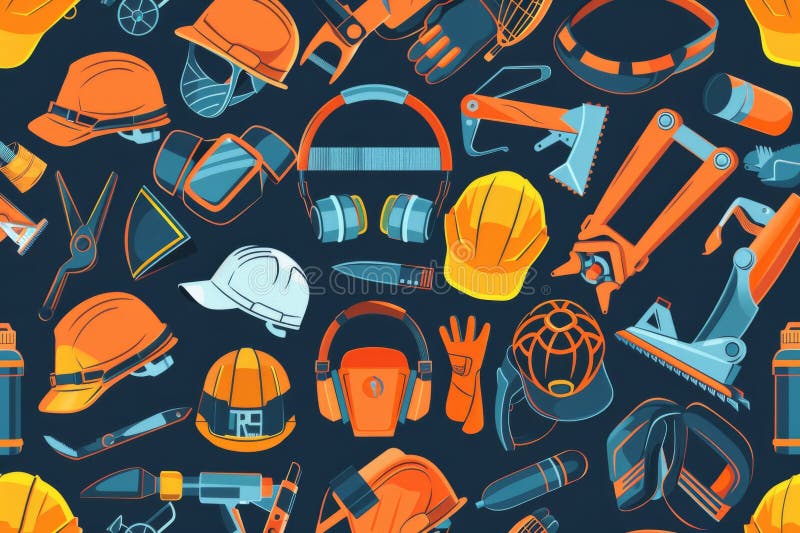 Worker with Safety and Health Work Protection Equipment Construction ...