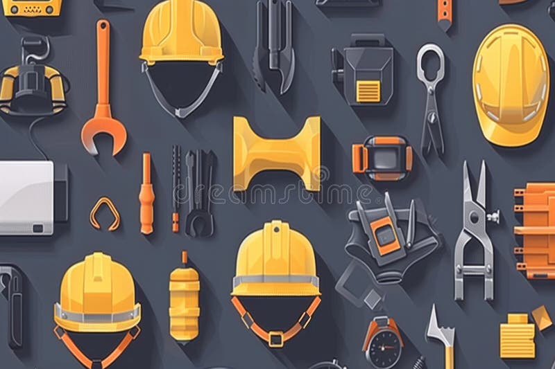 Worker with Safety and Health Work Protection Equipment Construction ...