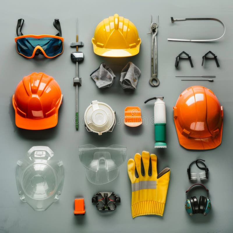Worker with Safety and Health Work Protection Equipment Construction ...