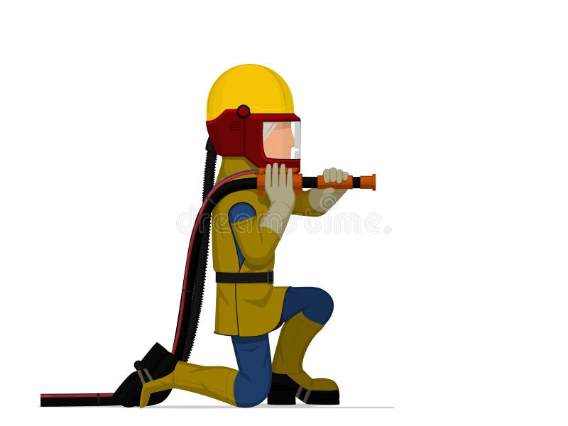 A Worker is Sand Blasting on White Background Stock Vector ...