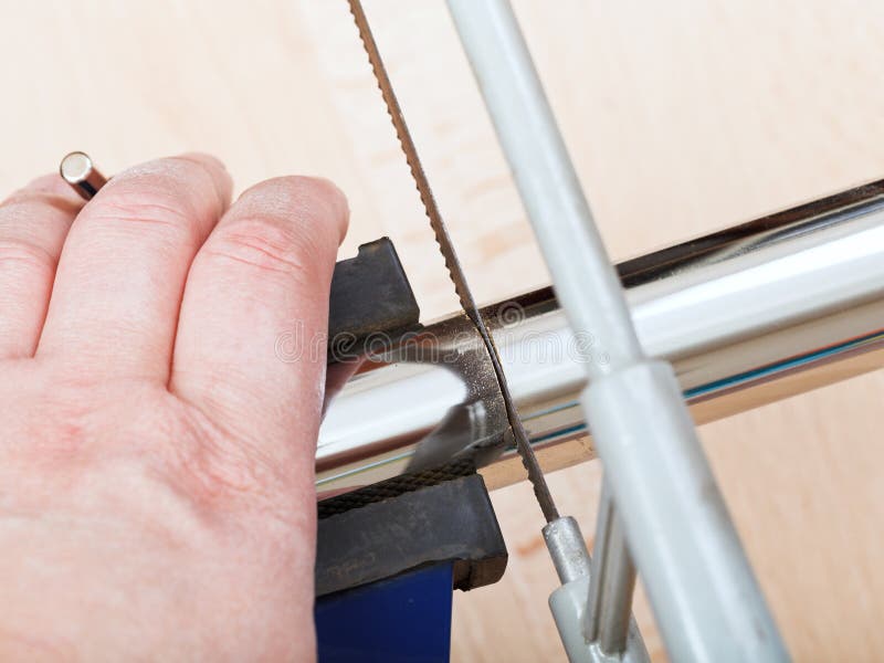 Worker Saws Metal Drain Pipe Gripped Vice Stock Photos - Free & Royalty ...