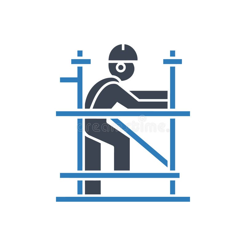 Worker on Scaffolding icon stock vector. Illustration of icon - 348614174
