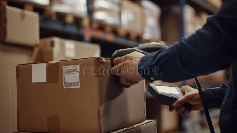 The Worker Scanning Box. AI Generated Stock Photo - Image of shipment ...