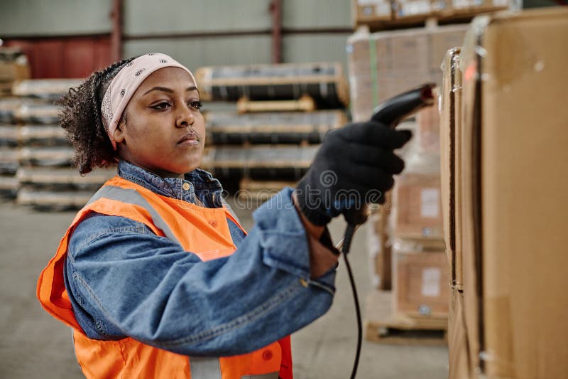 Worker Scanning Codes on Box Stock Image - Image of delivery, indoors ...