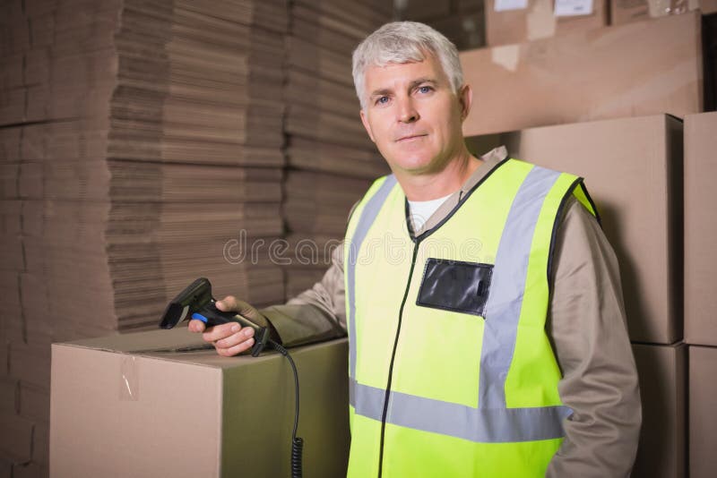 Worker Scanning Package in Warehouse Stock Photo - Image of person ...