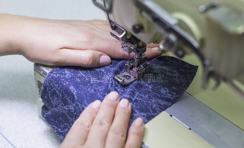 Worker Sewing Production, Lays Out the Canvas Stock Image - Image of ...