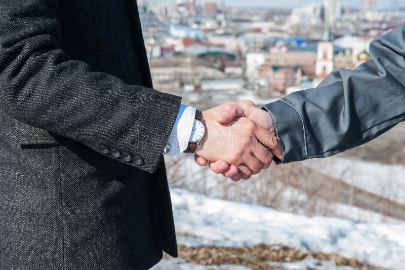 Worker Shakes Hands with Businessman Stock Image - Image of handshake ...