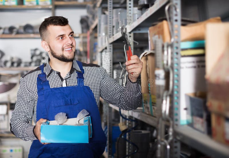 Worker Showing His Constructing Tools at Workplace Stock Image - Image ...