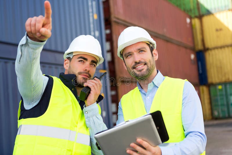 Worker Shows To Supervisor Security System Setting Up Stock Image ...