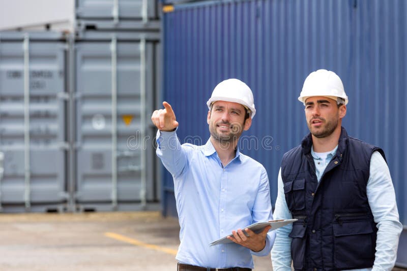 Worker Shows To Supervisor Security System Setting Up Stock Photo ...