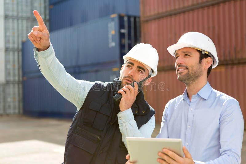 Worker Shows To Supervisor Security System Setting Up Stock Photo ...