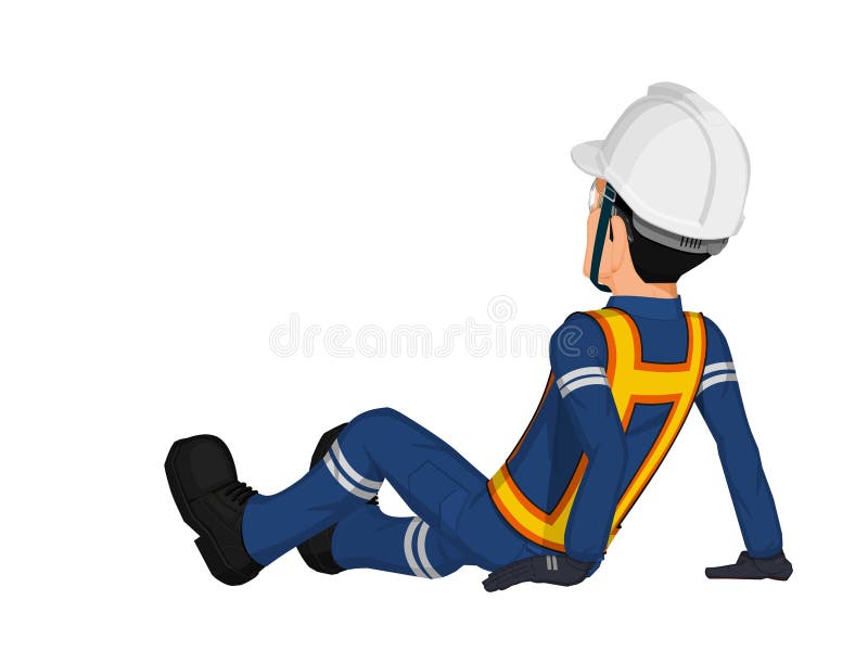 A Worker is Sitting on the Floor Stock Vector - Illustration of injured ...