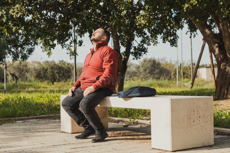 Worker Sitting Start Job Park Stock Photos - Free & Royalty-Free Stock ...