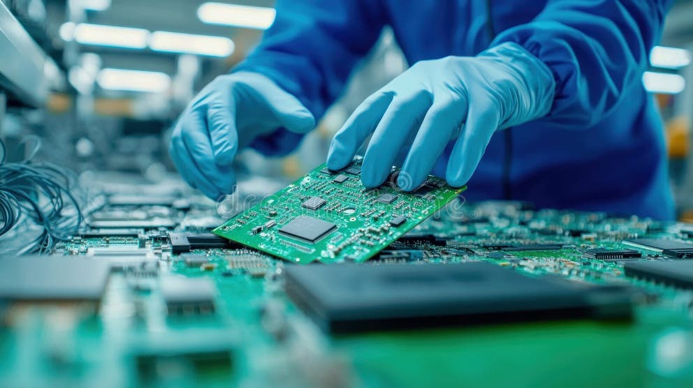 Worker Sorting Electronic Waste at Recycling Facility. Generative Ai ...