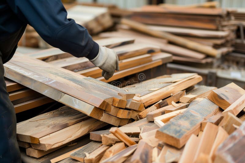Worker Sorting and Grading Cut Wooden Boards by Size Stock Photo ...