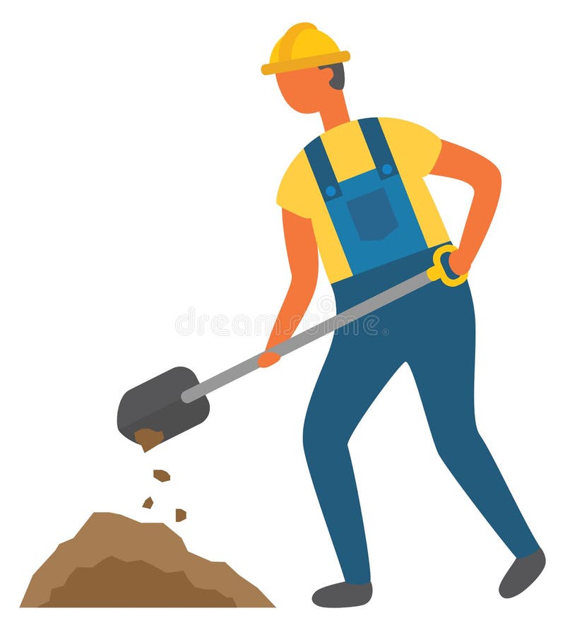 Worker With Spade Cartoon Illustration Stock Vector - Illustration of ...