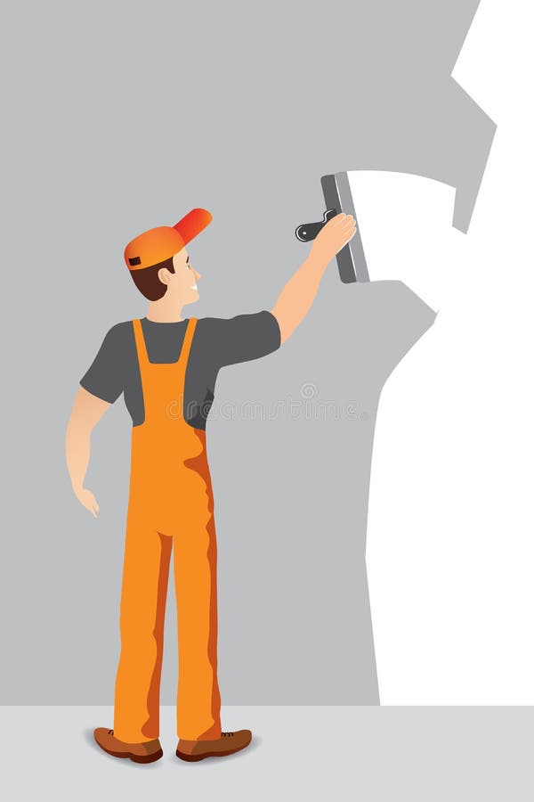 Worker With Plaster Cartoon Illustration Stock Vector - Illustration of ...