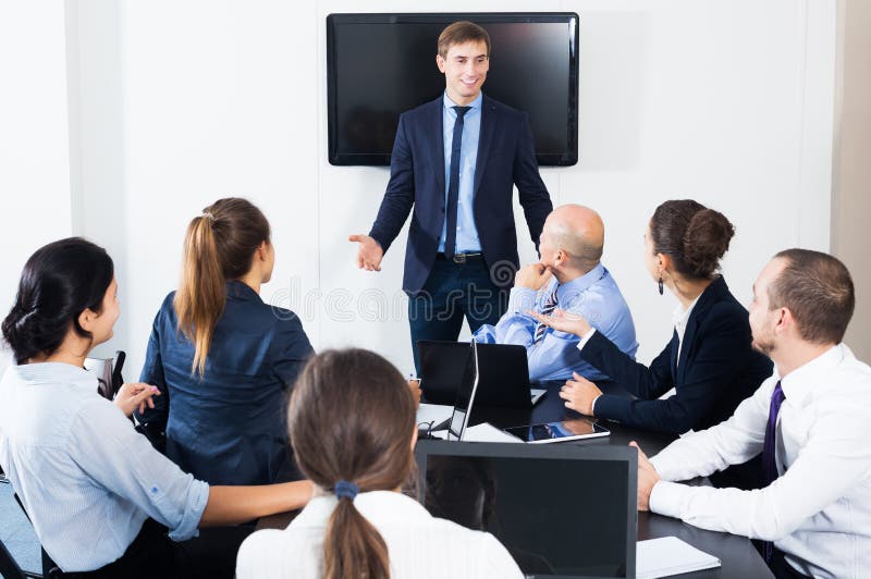 Worker Speaking about Issue Stock Photo - Image of creative ...