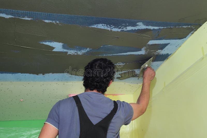 Indoor Polystyrene Insulation of House Stock Image - Image of netting ...