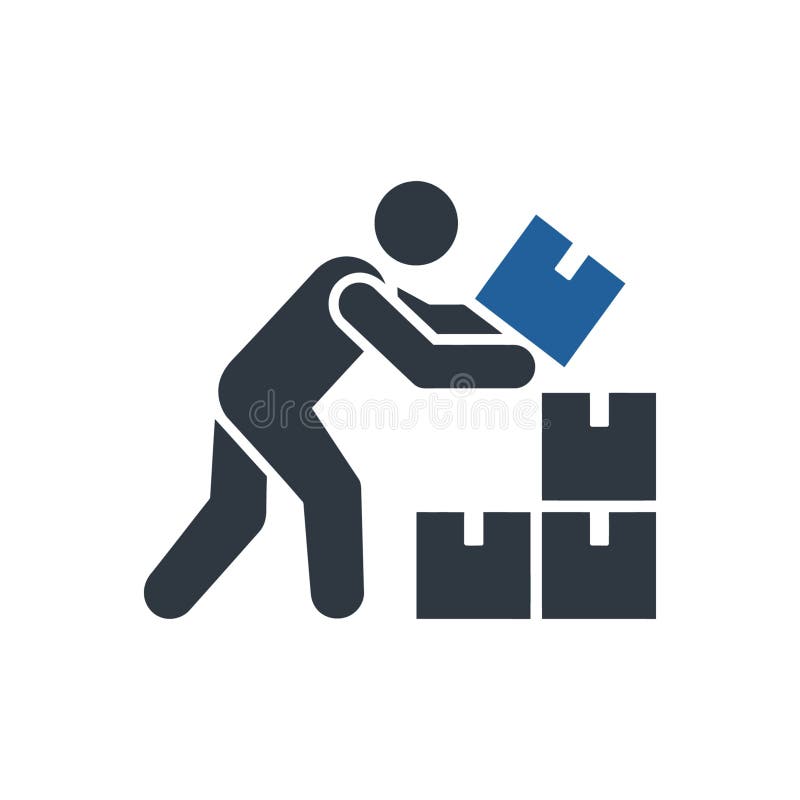 Worker Stacking Boxes Icon stock vector. Illustration of icon - 349839956