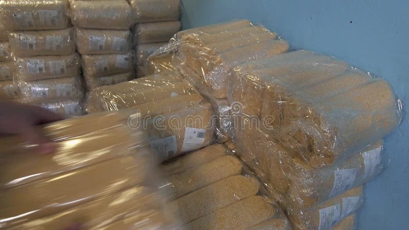 Worker Stacking Packing with Millet Stock Video - Video of pattern ...