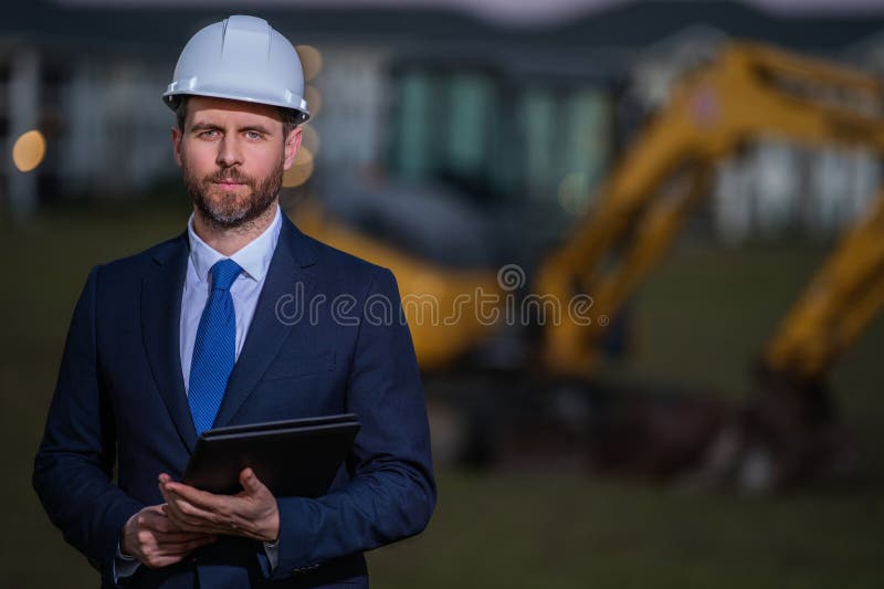 Worker in Suit and Helmet. Investor Civil Engineer, Construction ...