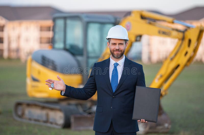 Worker in Suit and Helmet. Investor Civil Engineer, Construction ...