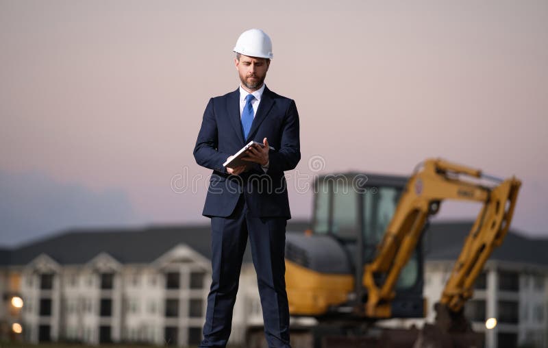 Worker in Suit and Helmet. Investor Civil Engineer, Construction ...