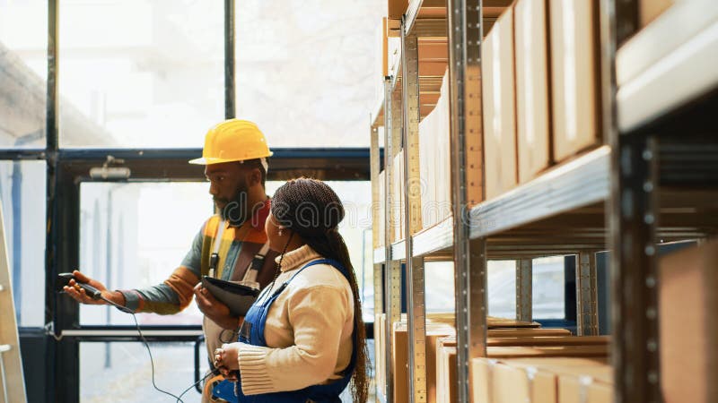 Supervisor Scanning Barcodes on Racks Stock Photo - Image of shelves ...