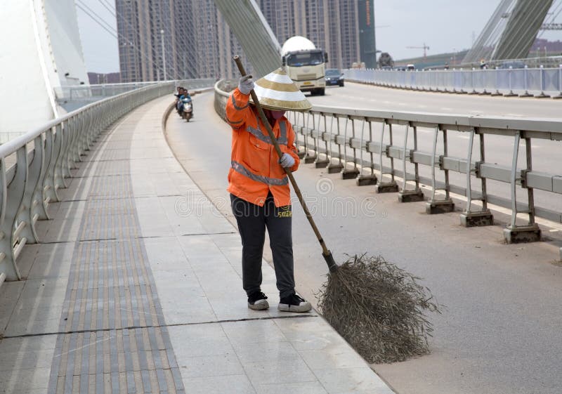 A Worker Sweeping the Ground of Wat Maha that, Ayutthaya Editorial ...
