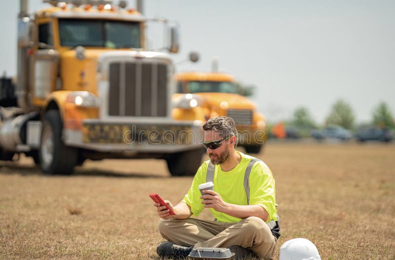 Worker Taking Break from Work Drinking Coffee and Resting Sitting on ...