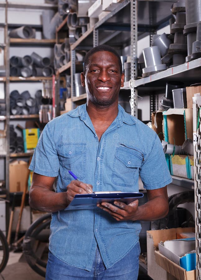 Worker Taking Inventory in Store Stock Image - Image of inspection ...