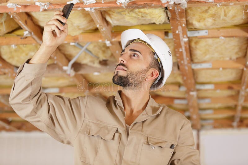 Worker Talking Picture Indoors Stock Photo - Image of building, lifting ...