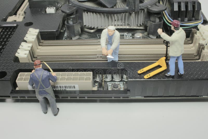 A Worker Team of Engineers Repairing Compute Stock Photo - Image of ...