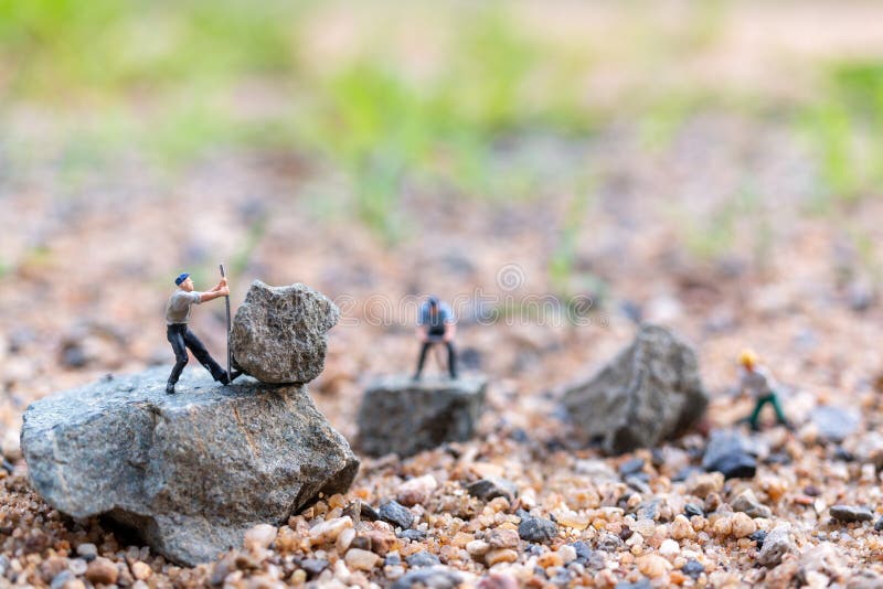 Worker Team Working on the Rock , Team Work Concept Stock Image - Image ...