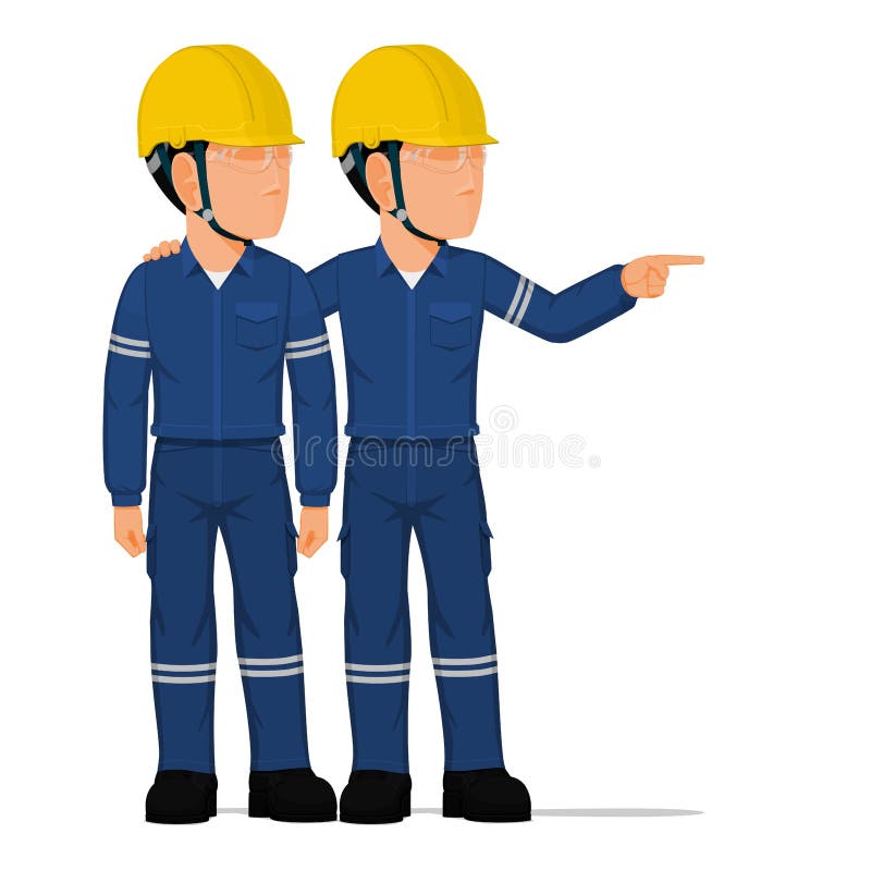 A Worker is Telling His Friend To Look at Something Stock Vector ...