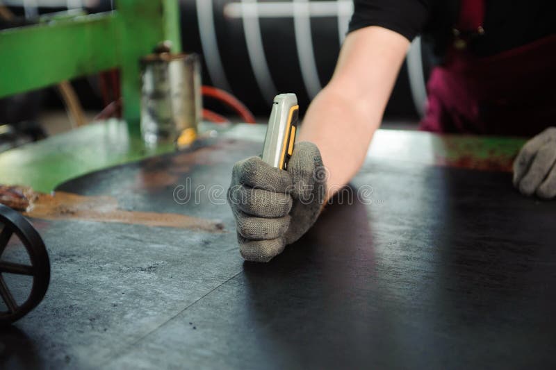 Worker Tests Production on the Rubber Factory Stock Photo - Image of ...