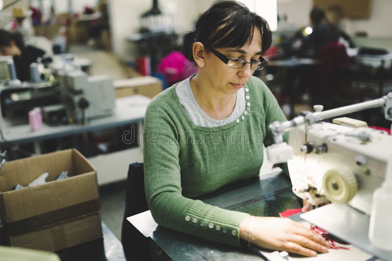 Worker in Textile Industry Sewing Stock Image - Image of designer ...