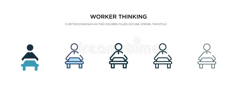Worker Thinking Icon in Different Style Vector Illustration. Two ...