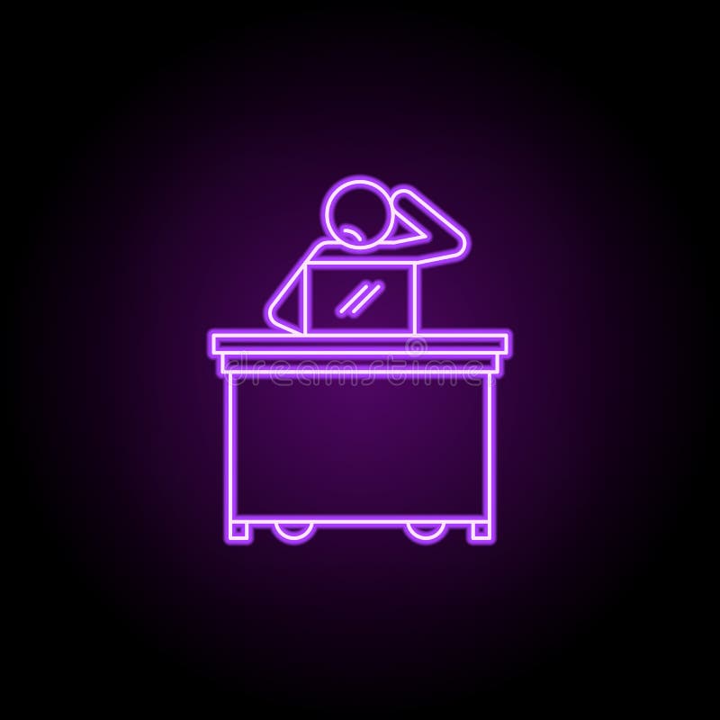 Worker Thinking Neon Icon. Elements of People in the Work Set Stock ...