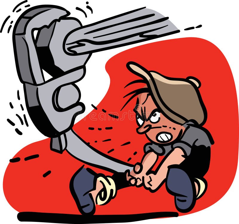 Worker Tightening Bolt With Wrench Stock Illustration - Image: 47090486