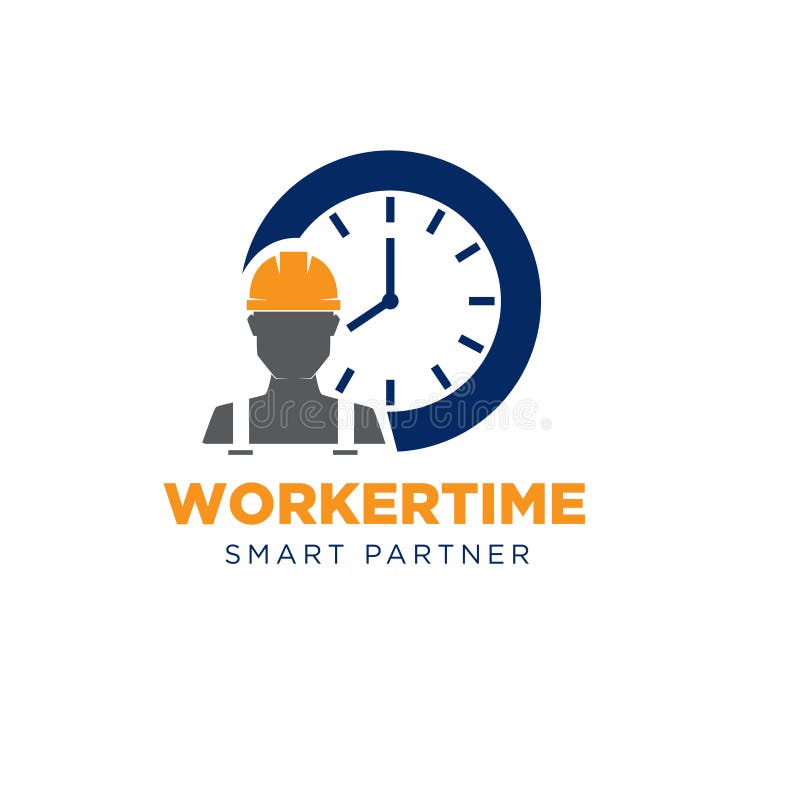 Worker Time Logo Design for Construction and Schedule Stock Vector ...